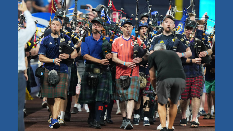 Bagpipes and kilts flood ballpark as Scotland fans turn a Marlins game ...