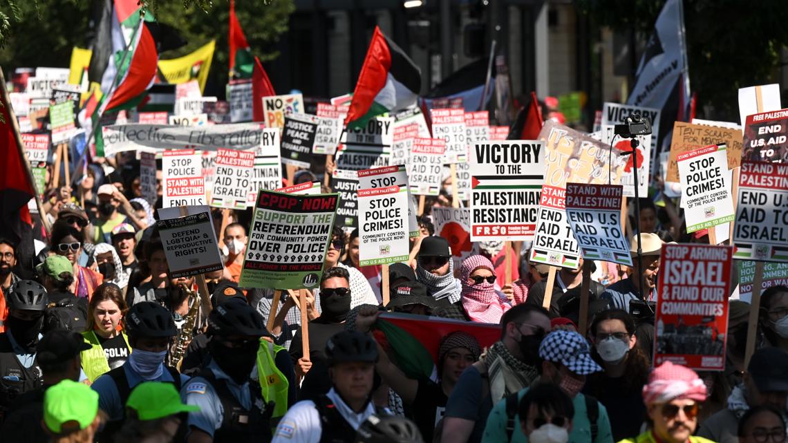 Protesters rally outside DNC in Chicago | khou.com