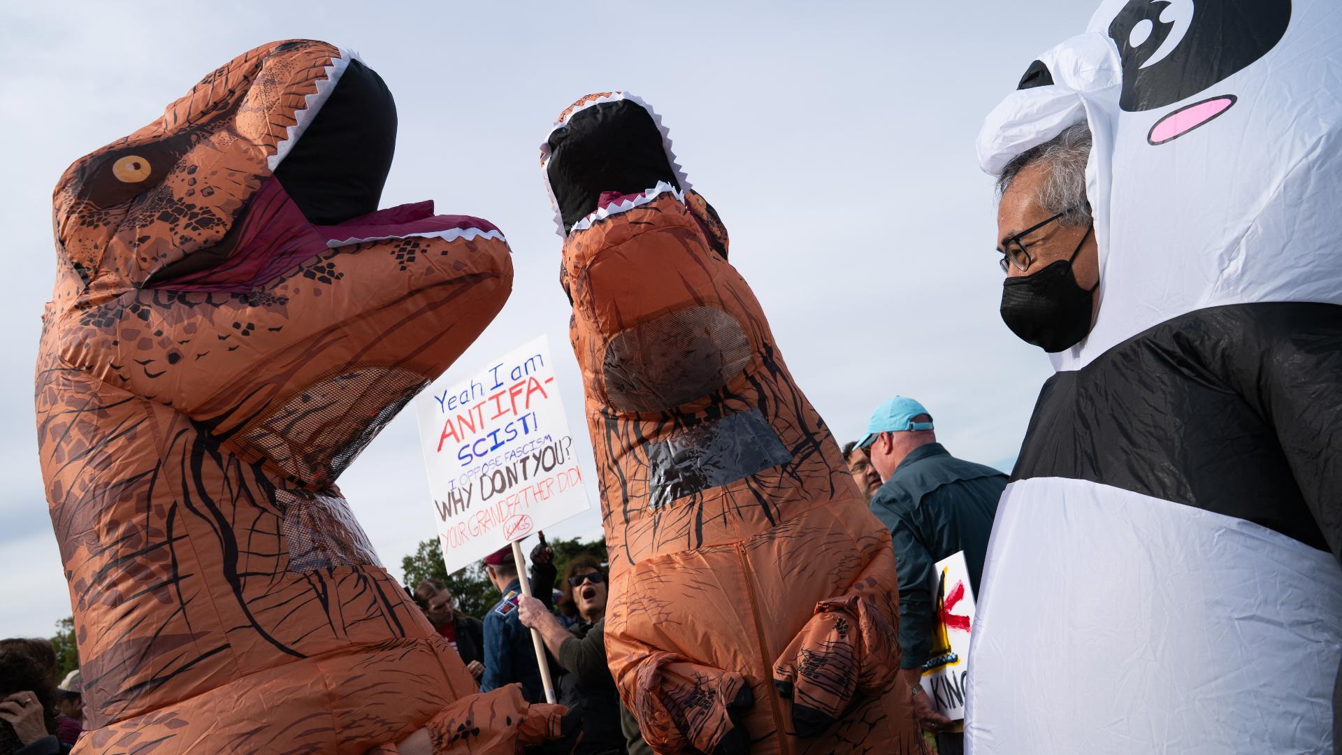 Why do people wear inflatable costumes to 'No Kings' protests? | khou.com
