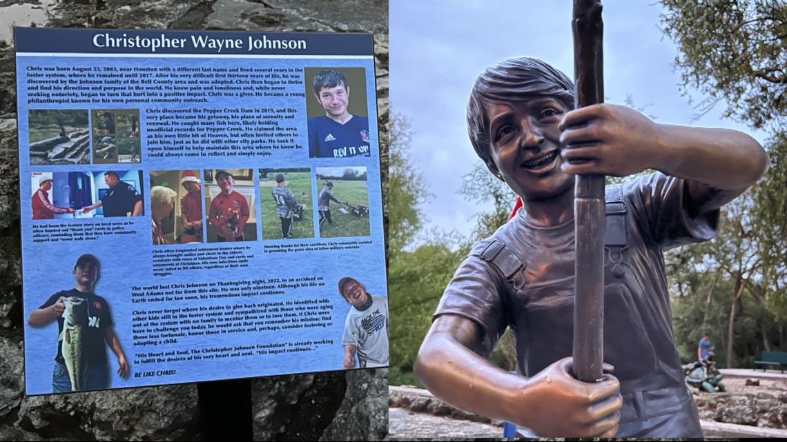 Chris Johnson memorial statue vandalized in Temple, Texas | khou.com