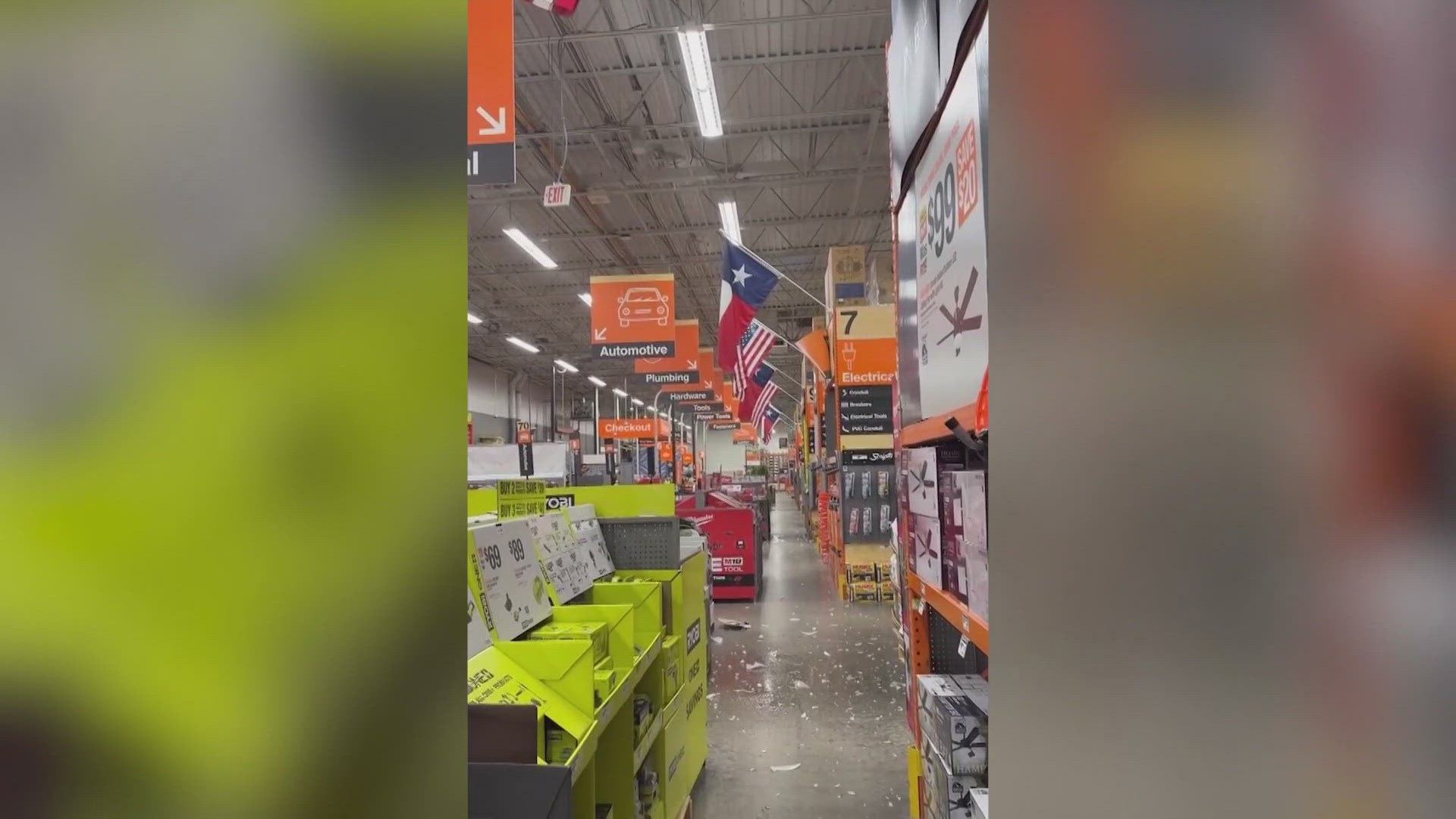 Home Depot customers shocked as violent storm hits Texas storefront ...