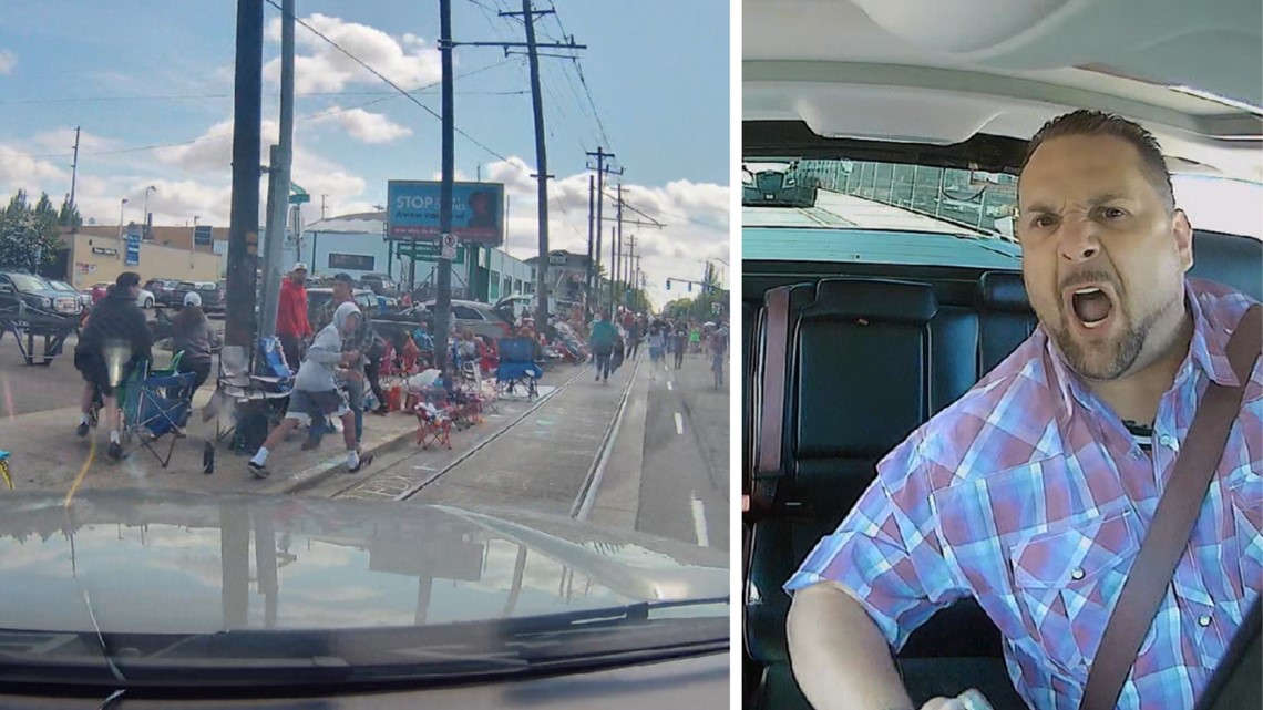 Dash cam video: Man drives through Portland Grand Floral Parade | khou.com