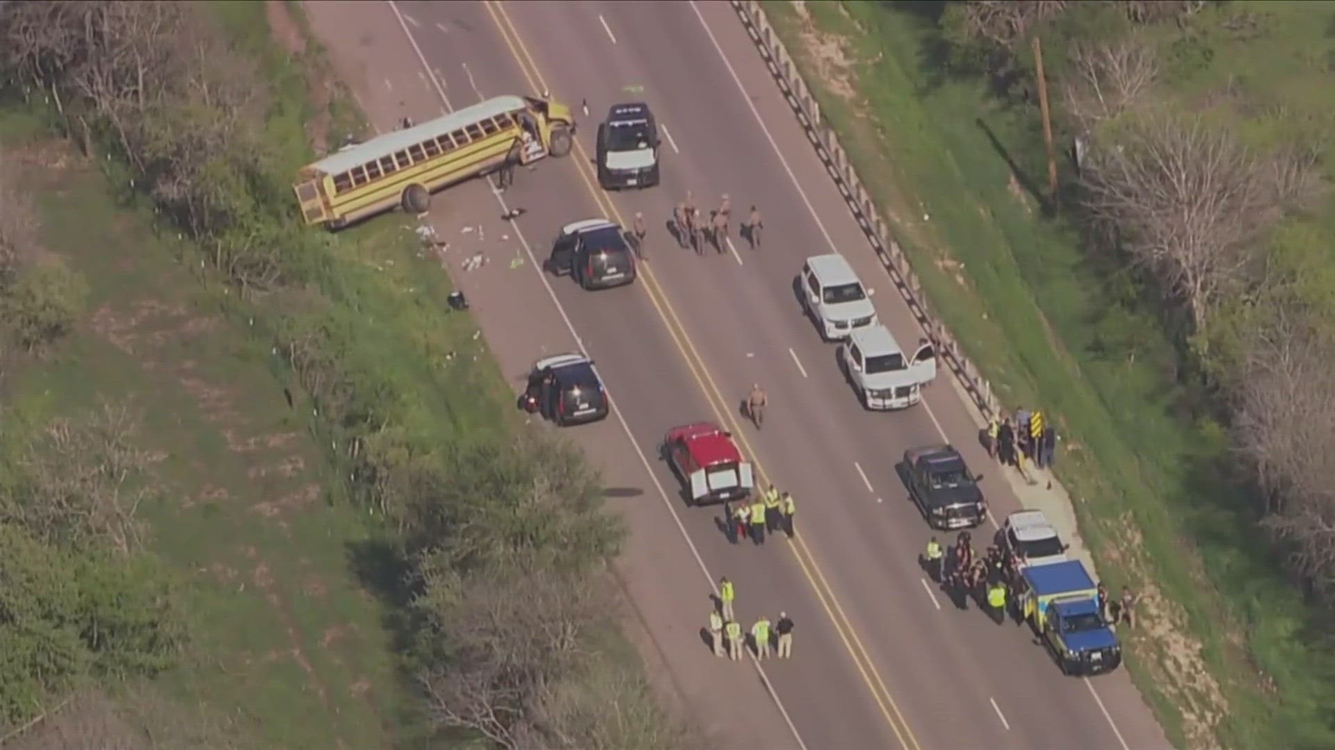 Two dead after cement truck hits school bus in Central Texas | khou.com