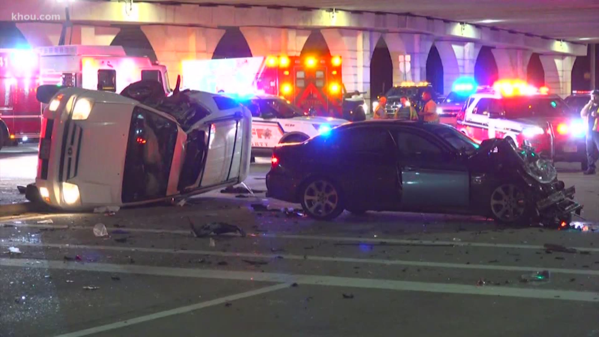 3 taken to hospital by Life Flight after crash along Katy Freeway ...