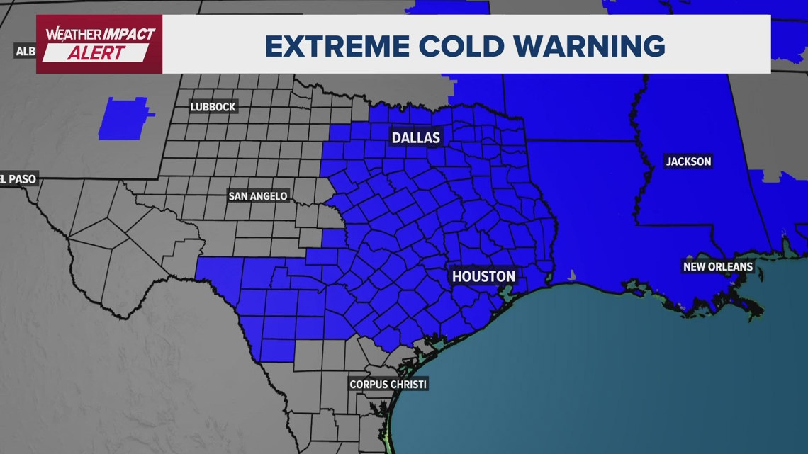 Weather Impact Extreme cold warning through noon today | khou.com