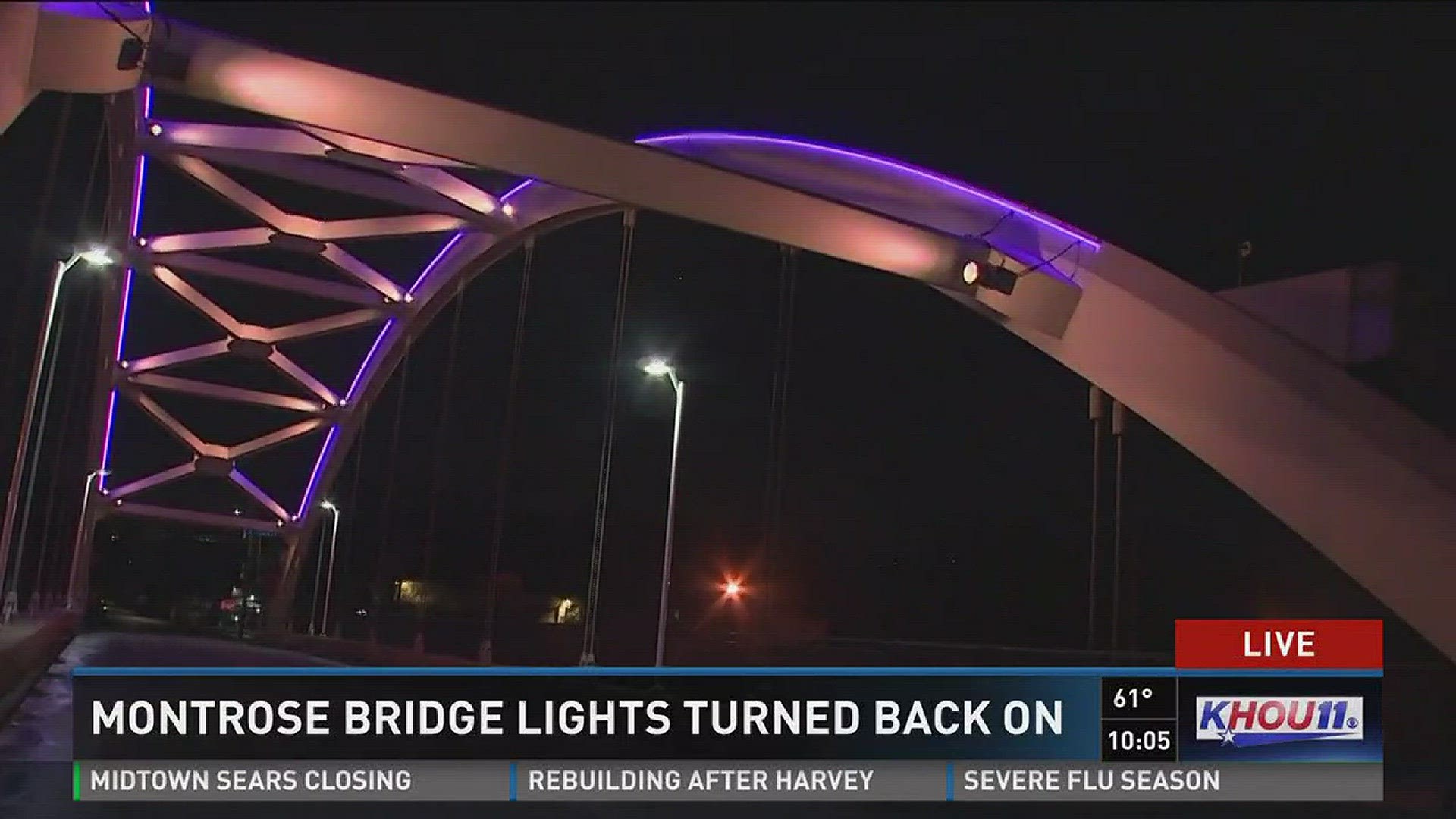 After more than a week, Montrose bridge lights are back on | khou.com