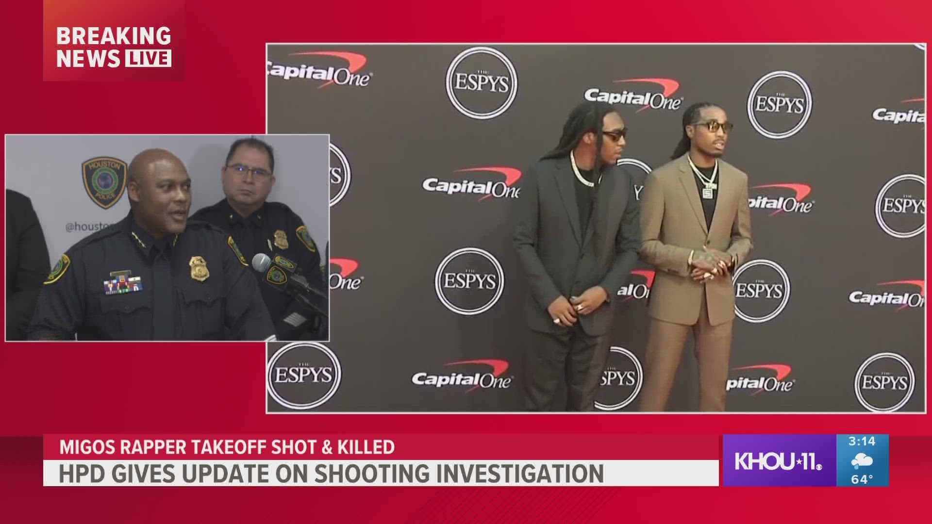 Houston police give update on fatal shooting of Migos rapper TakeOff ...
