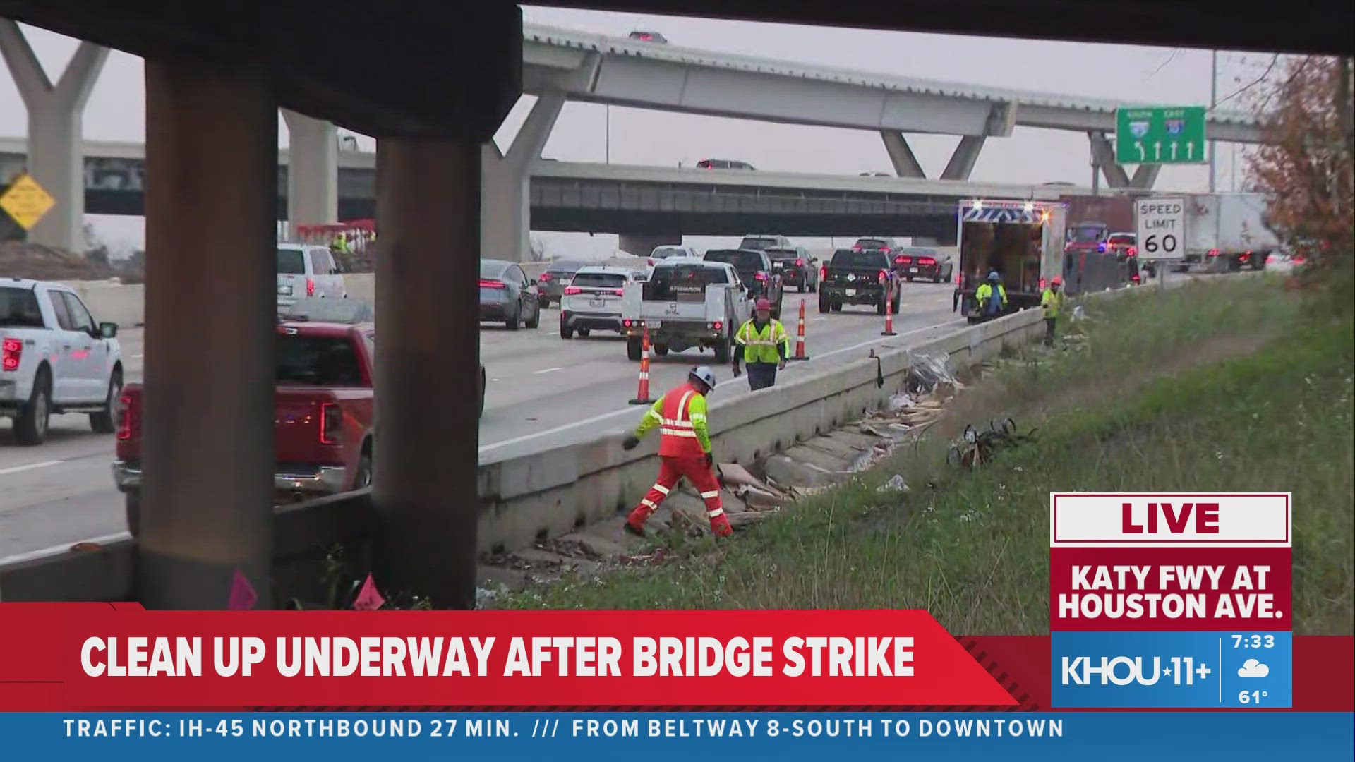 Cleanup underway after a truck hit the Houston Avenue bridge on the ...