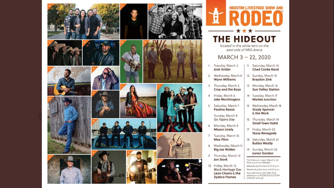 Who will perform at RodeoHouston's The Hideout in 2020? | khou.com
