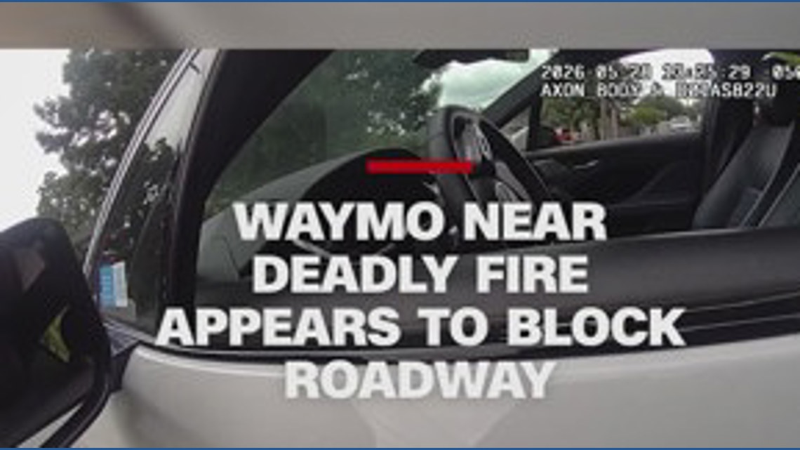 Bodycam video shows empty Waymo partially blocking street near deadly ...