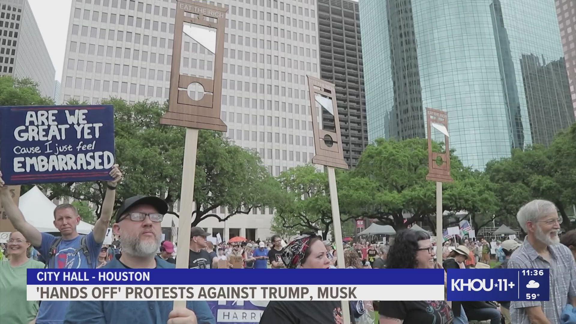 Houston protesters oppose Trump and Musk's government changes | khou.com
