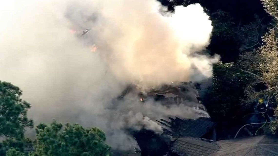 Mansion fire near The Woodlands: Home completely destroyed | khou.com