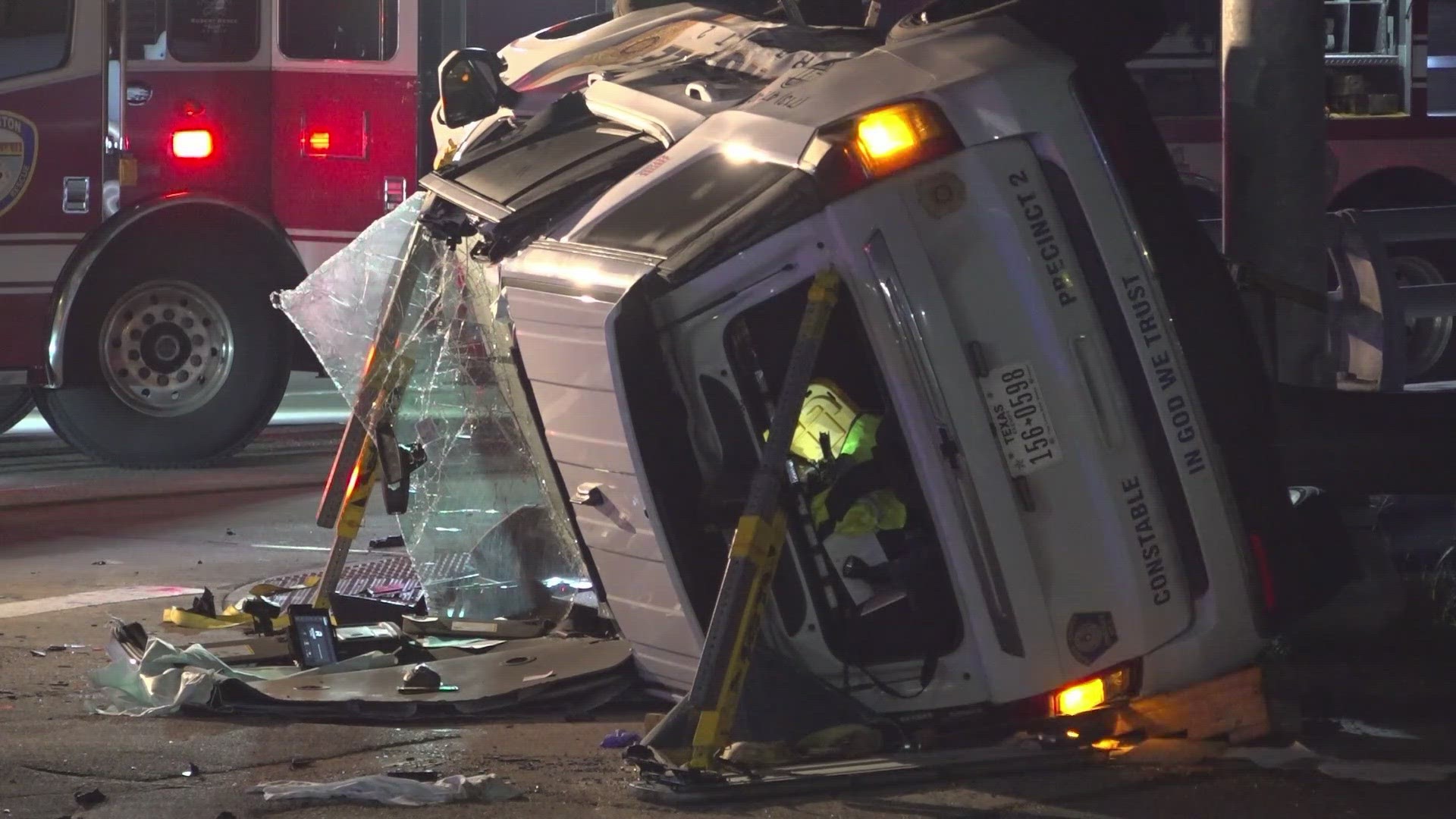 Harris County Pct. 2 deputy hurt in rollover crash: HPD | khou.com