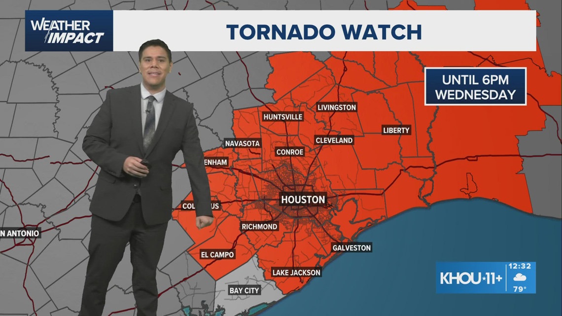 Weather Impact Alert: Tornado Watch issued for much of Houston area ...
