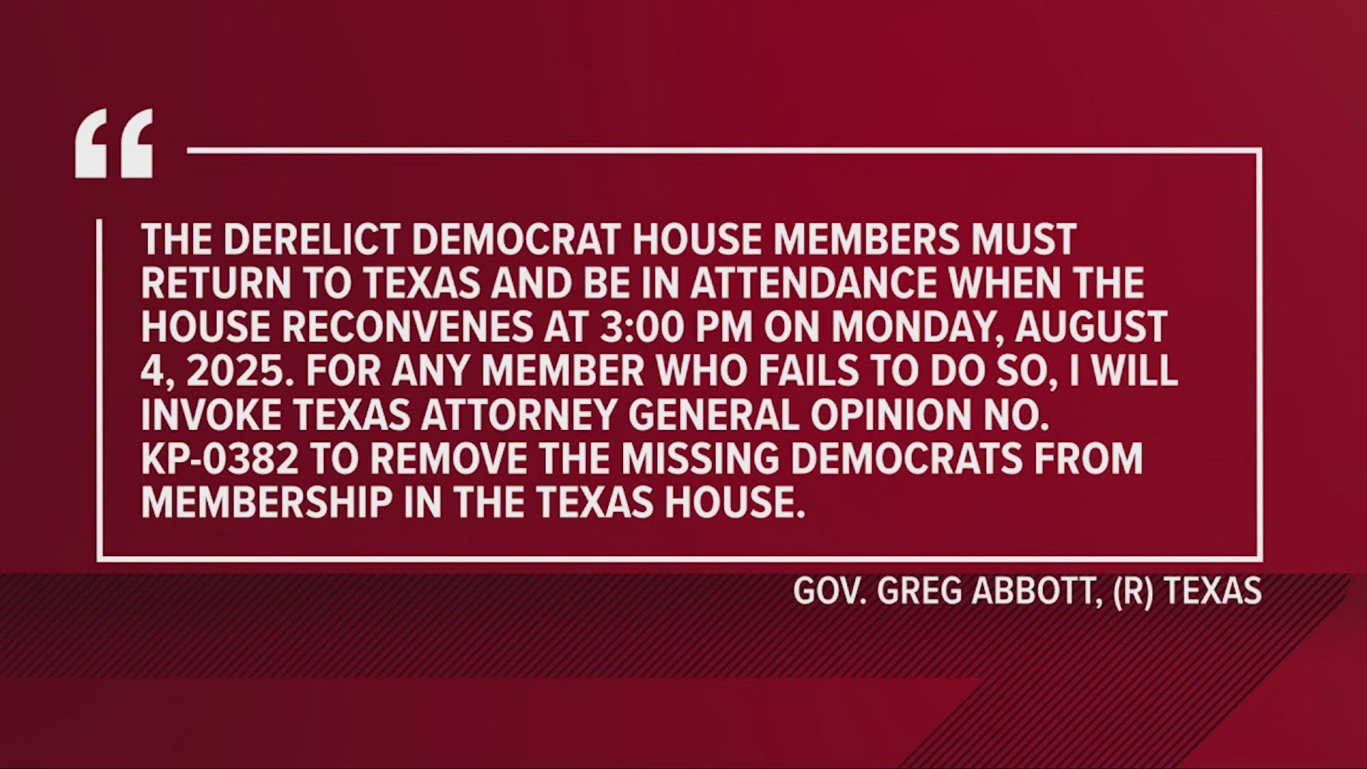 Governor Abbott threatens legal action in Texas House Democrat walkout | khou.com