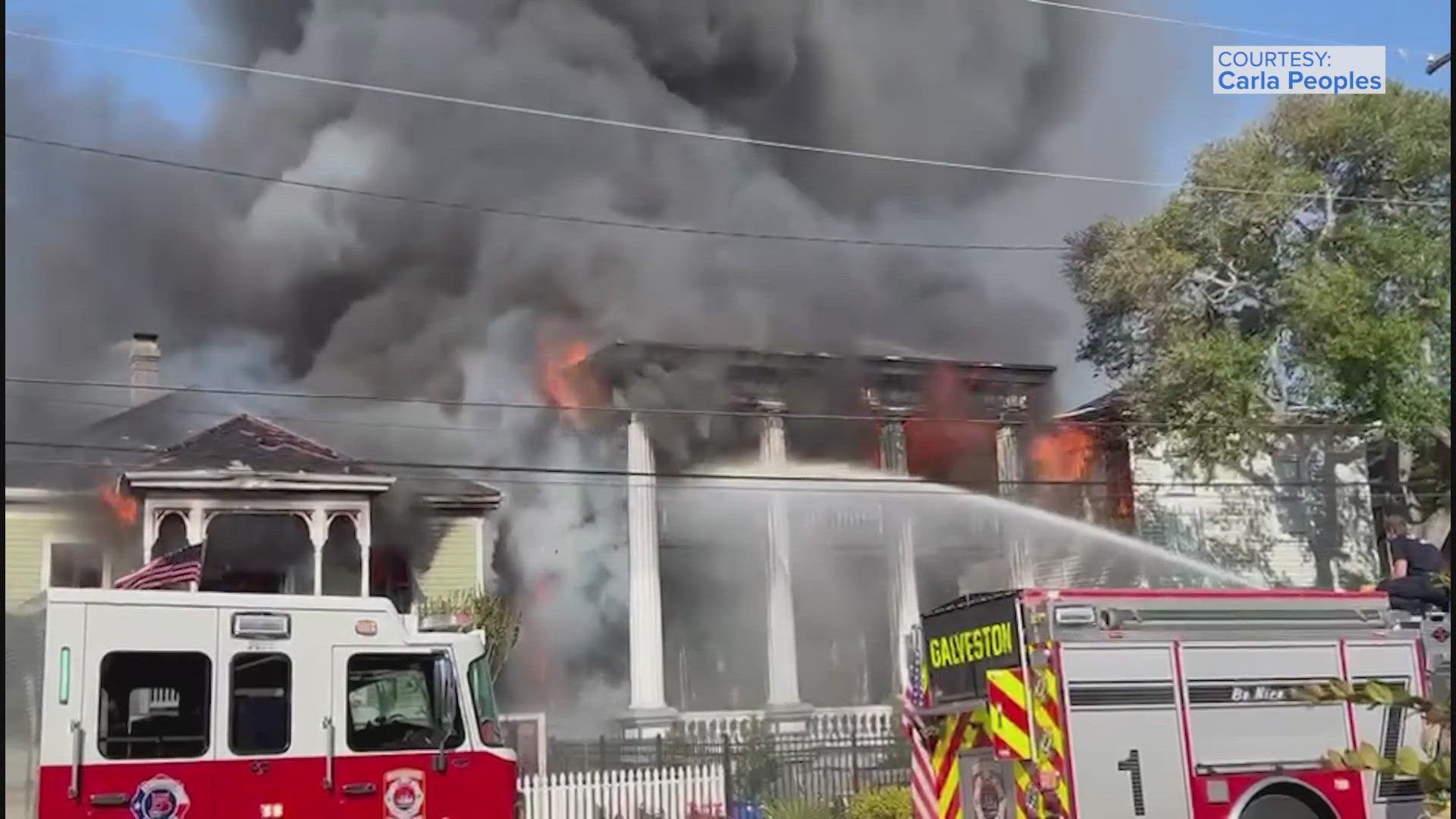 Galveston firefighters rescue 2 amid historic district fire | khou.com