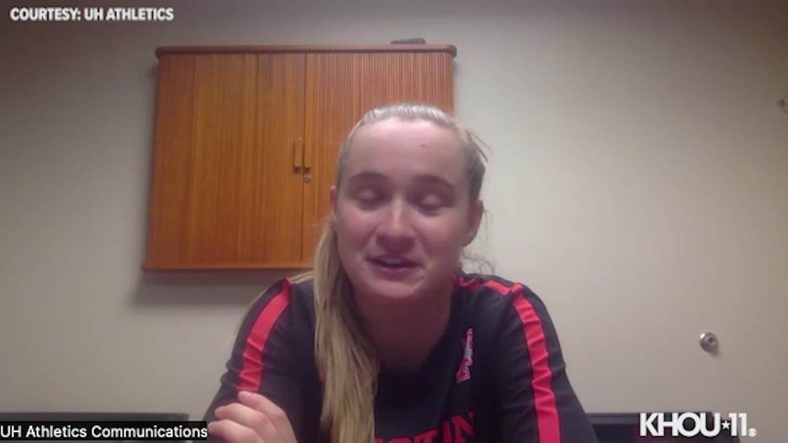 UH Volleyball's Kate Georgiades talks about diving into table to help ...