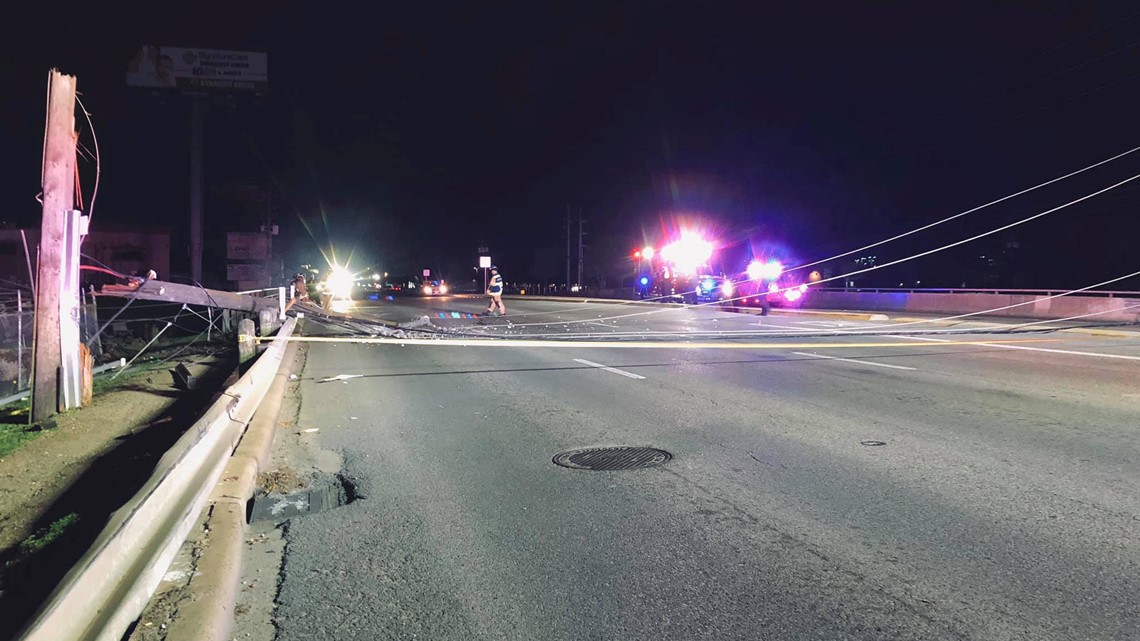 Power outage could last for several hours after car knocks down pole in ...