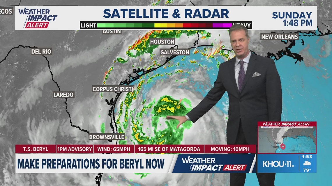 TS Beryl 2 p.m. update: Tracking Beryl as it moves toward the Texas ...