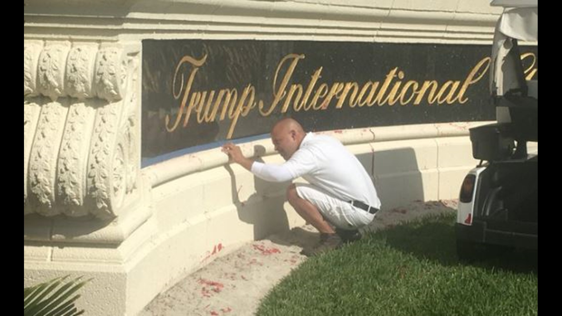 Red paint splashed across Trump golf club sign near Mar-a-Lago estate ...