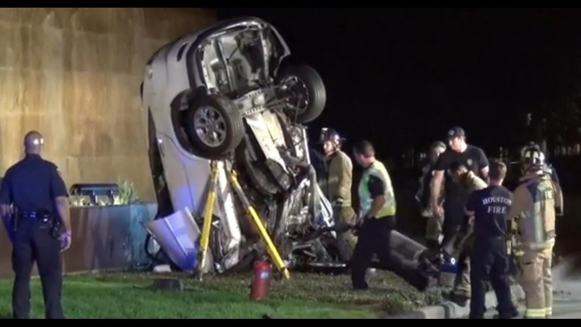 Photos: 1 killed in crash that crushed front of SUV on N. Sam Houston ...