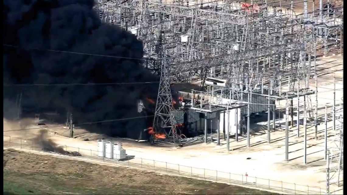 Photos: Large fire at CenterPoint substation in Texas City | khou.com