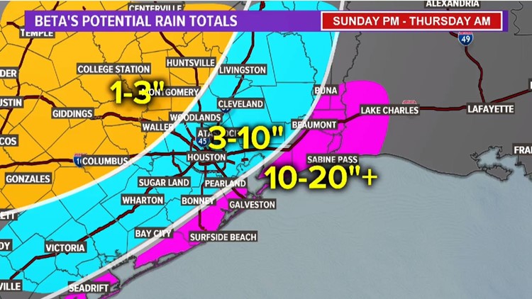Tropical Storm Beta path and forecast models in Gulf of Mexico | khou.com