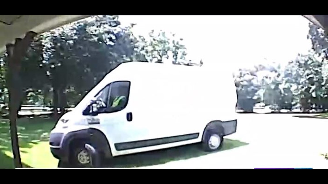 Caught on camera: Delivery driver drives through front yard to drop off ...