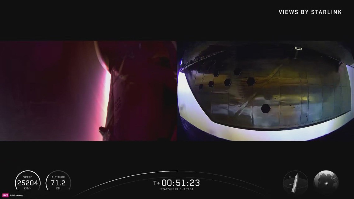 Starship Flight 11 reentry glows bright in SpaceX heatshield test ...