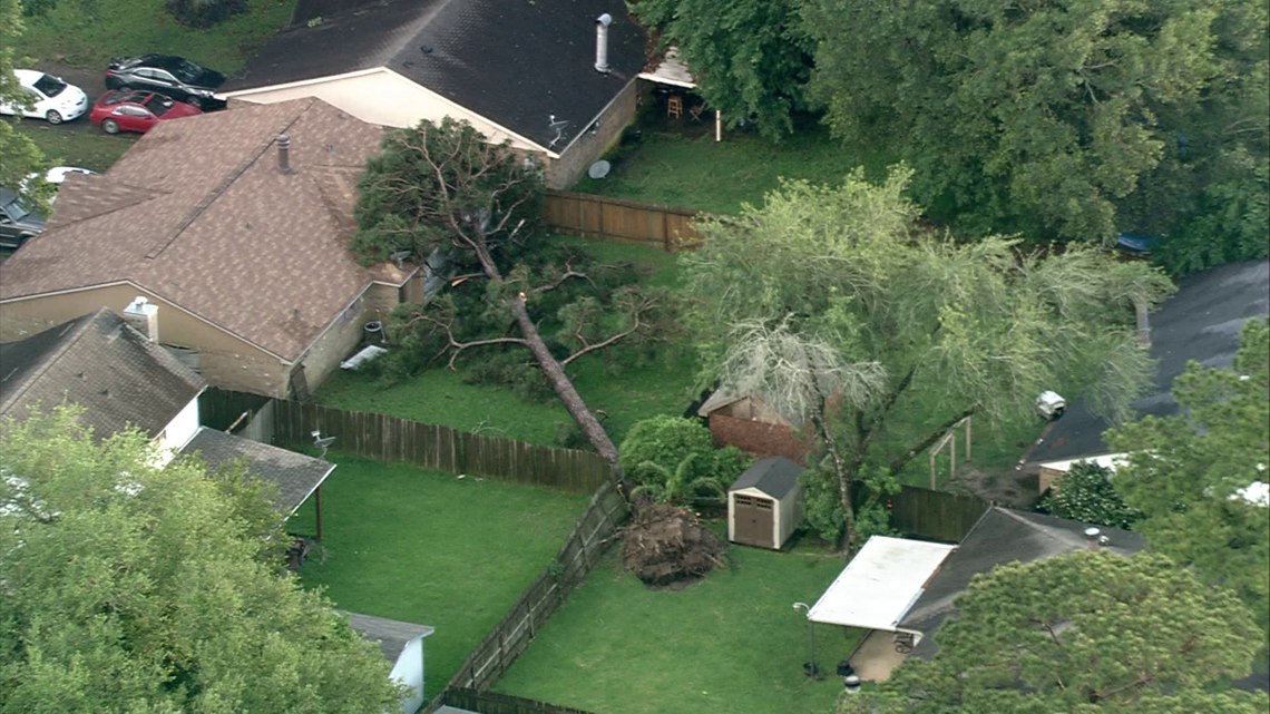 Houston storms: Video shows tree uprooted outside Spring home | khou.com