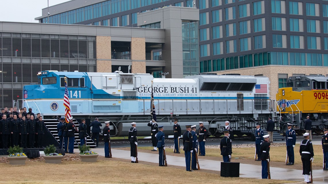 Navy performs 21-aircraft missing man flyover to honor President Bush ...