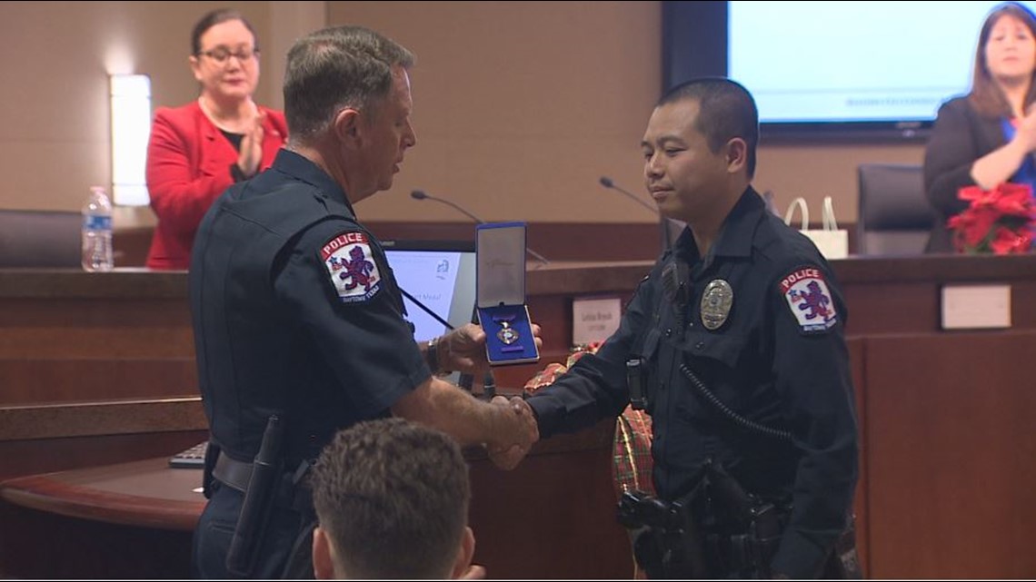 Baytown officer honored with Police Purple Heart | khou.com