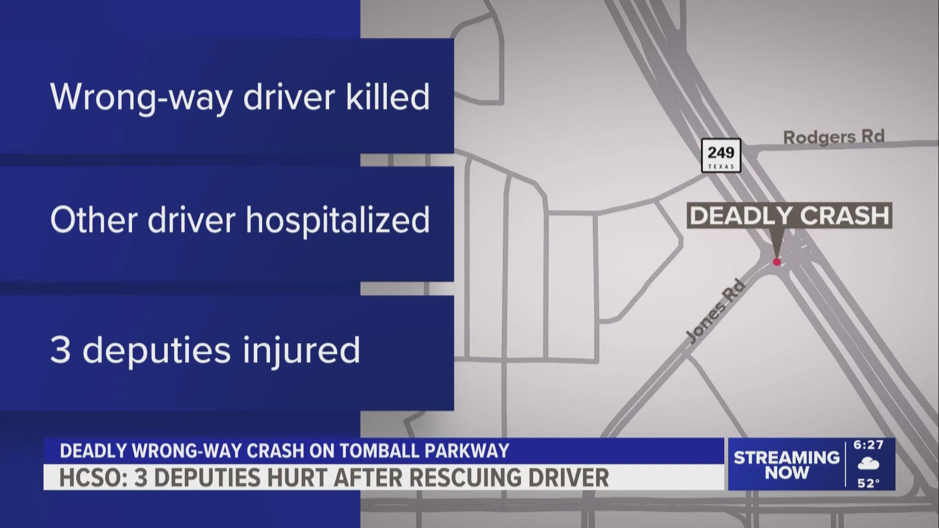 3 deputies hurt rescuing driver after head-on crash on Tomball Parkway ...