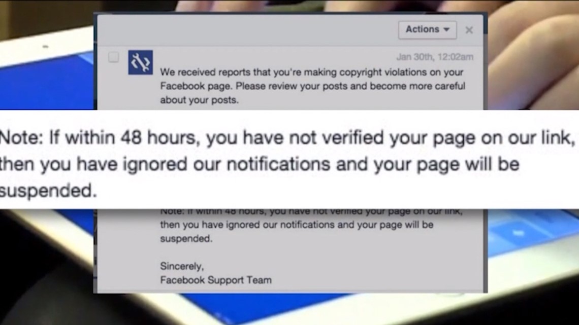 Scary Facebook message claims copyright violation | khou.com