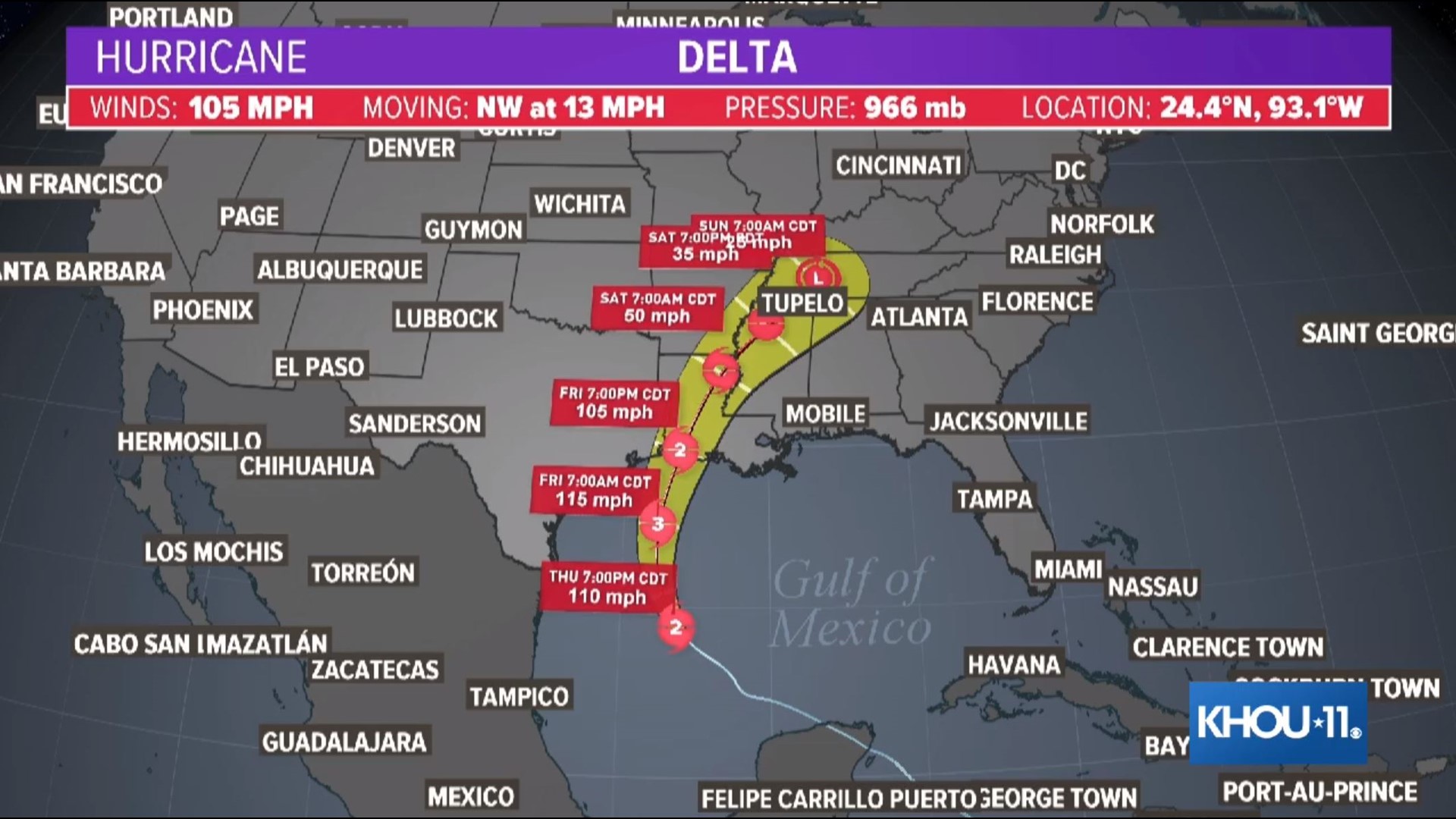 Hurricane Delta track update: Louisiana landfall expected Friday | khou.com
