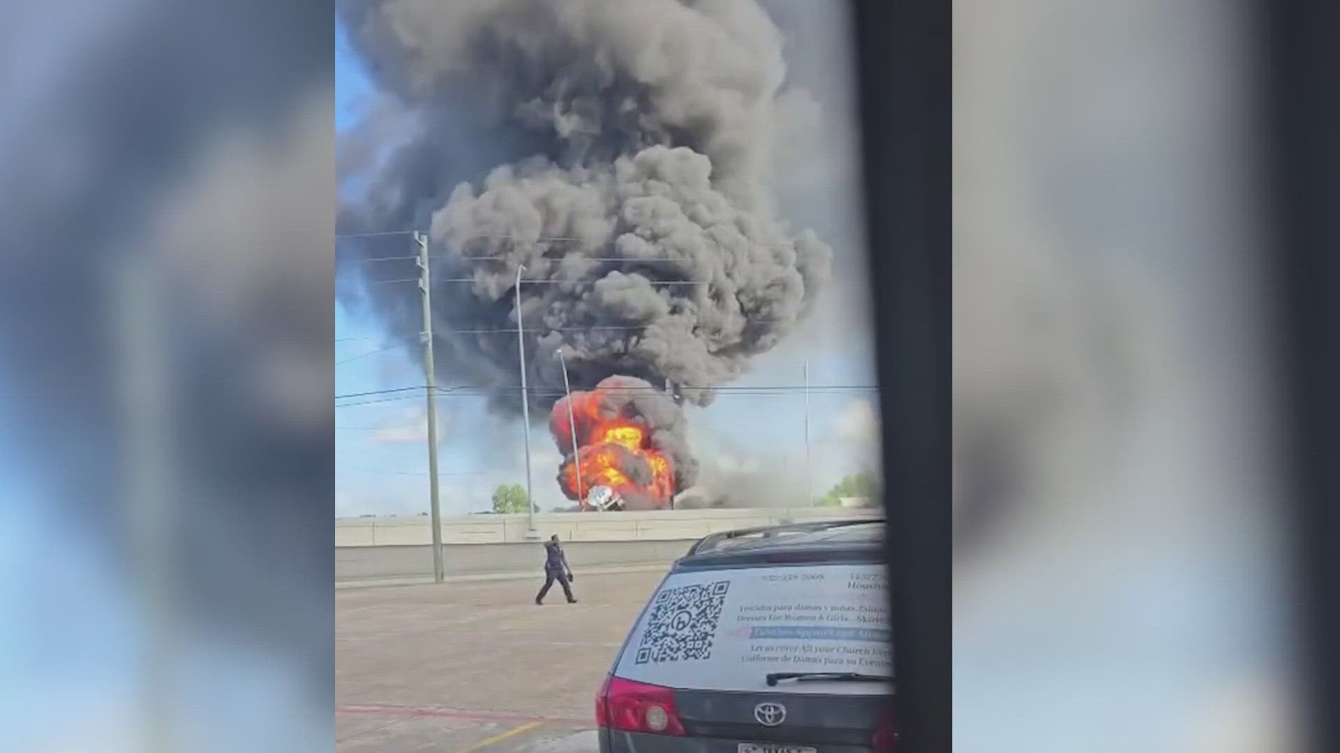 Tanker explodes, catches fire on US 90 Alternate ramp, HFD says | khou.com