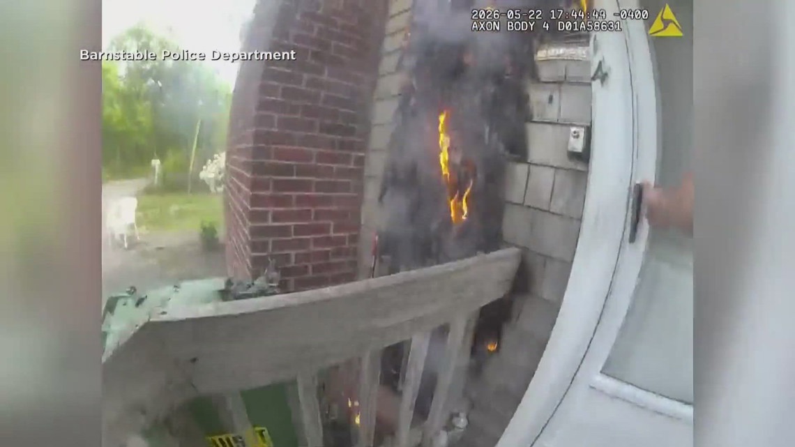 Officers rescue dog from burning home | khou.com