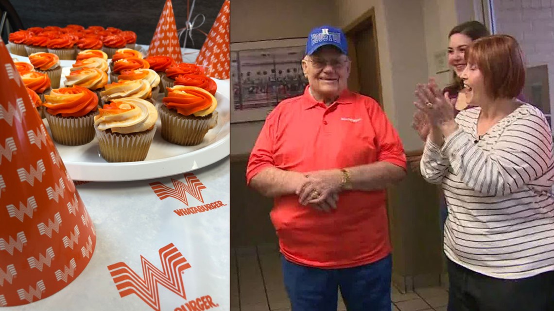 Friends give man surprise Whataburger party for 90th birthday | khou.com