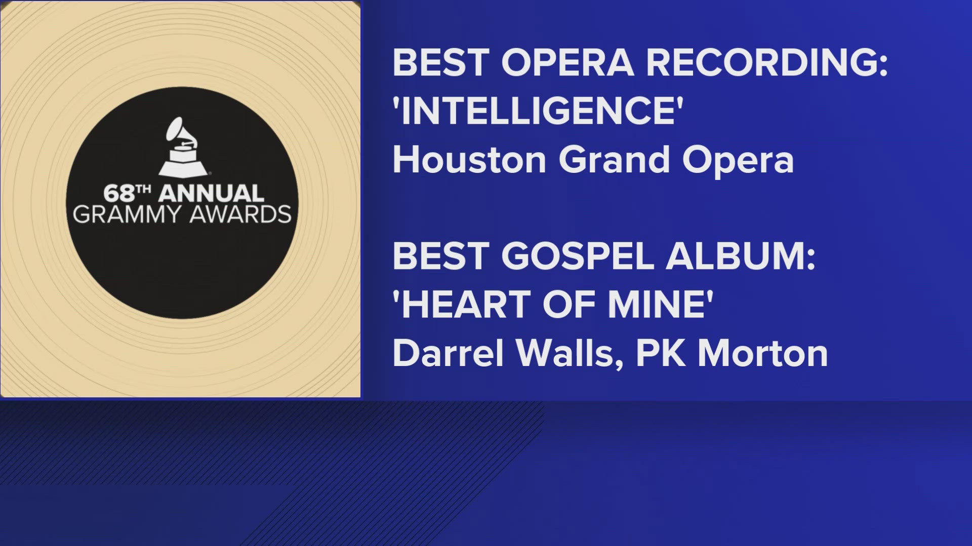 Houston Grand Opera Wins GRAMMY for Best Opera Recording | khou.com