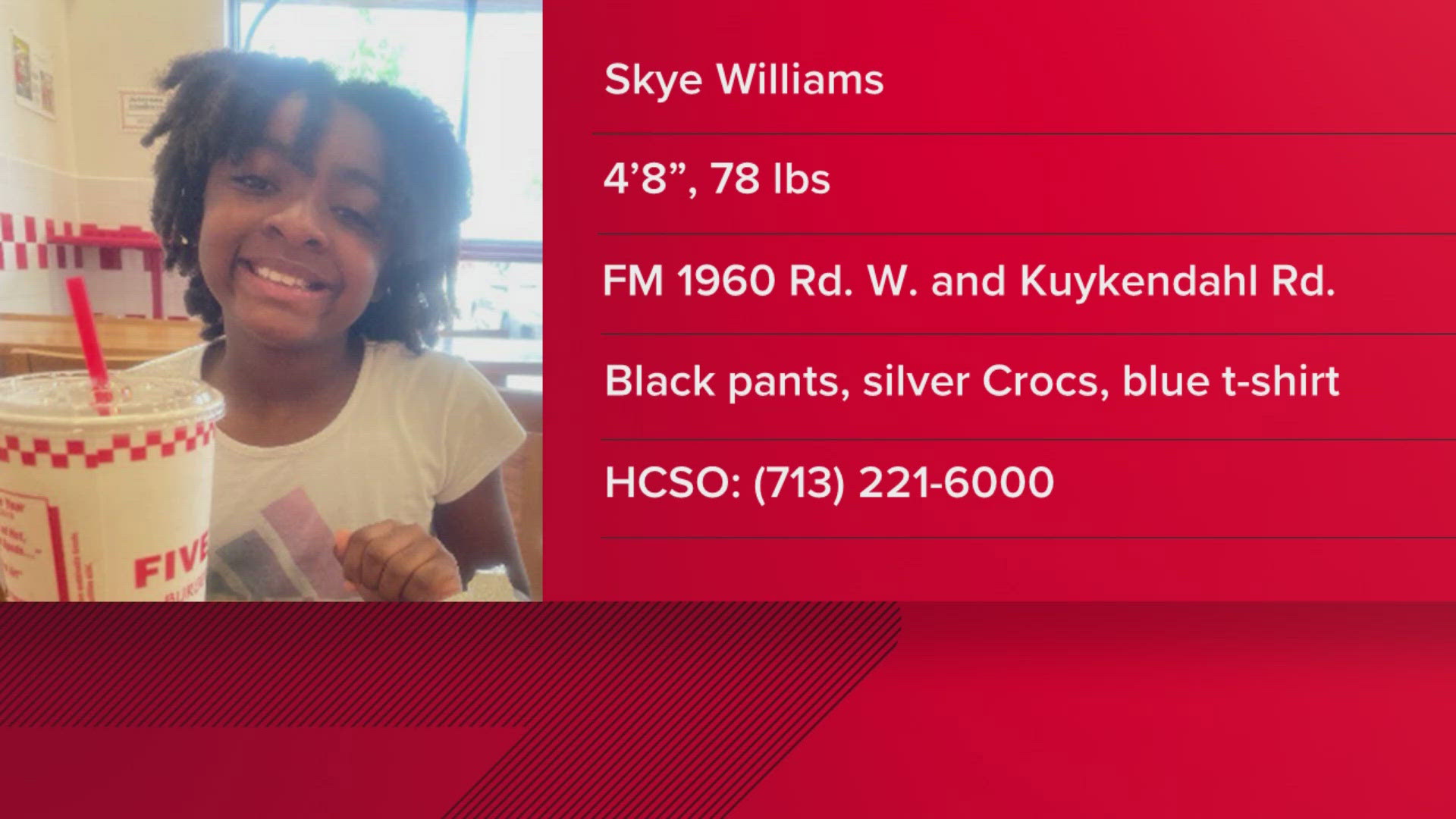 8-year-old girl missing from north Harris County, HCSO says | khou.com