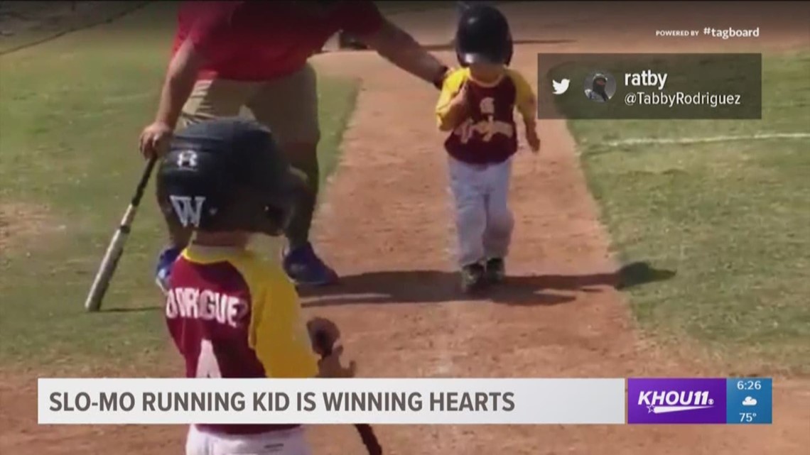 Kid slow-mo runs to home plate | khou.com