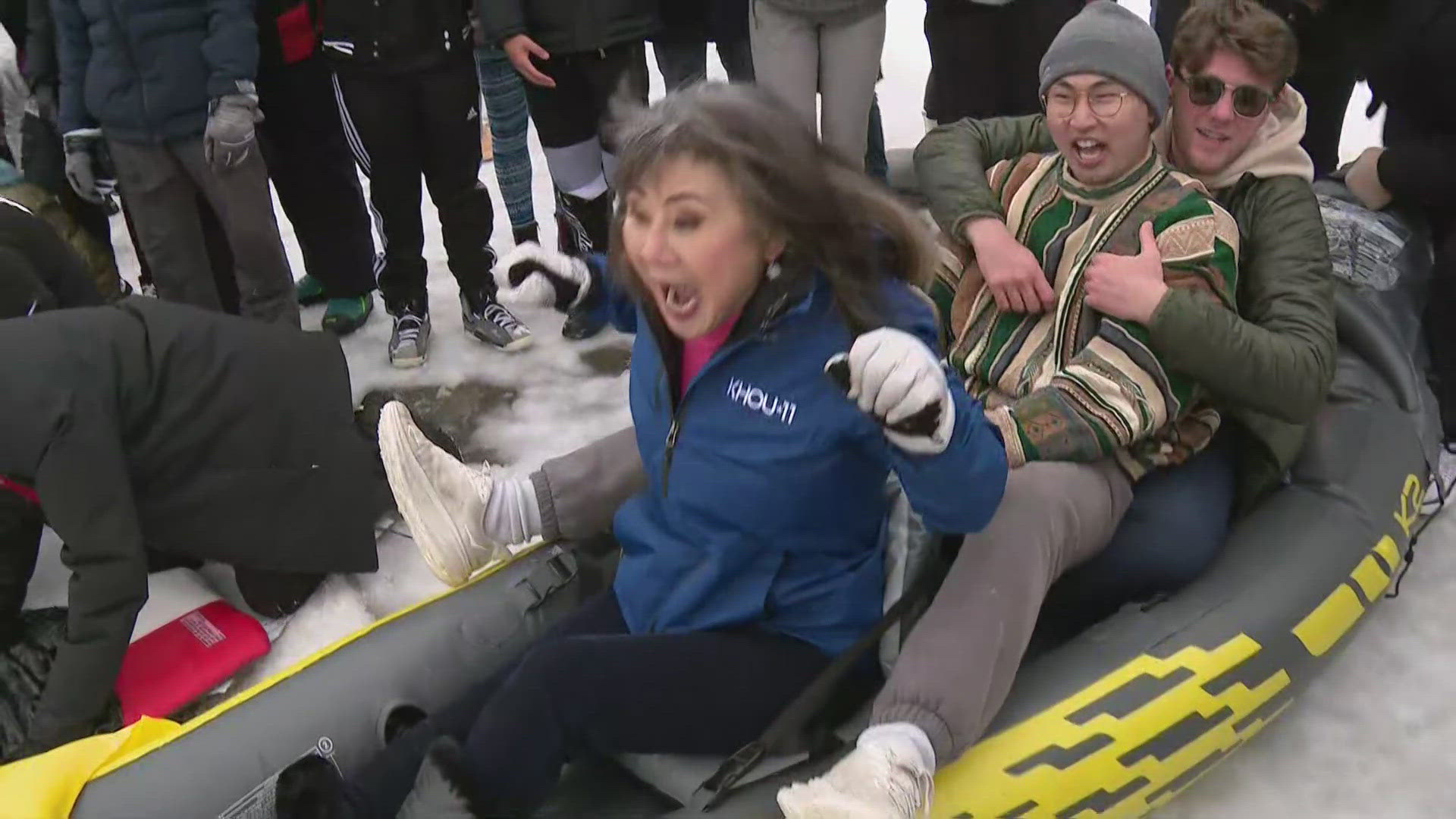 KHOU 11 crews join Houstonians sliding down hills in the snow! | khou.com