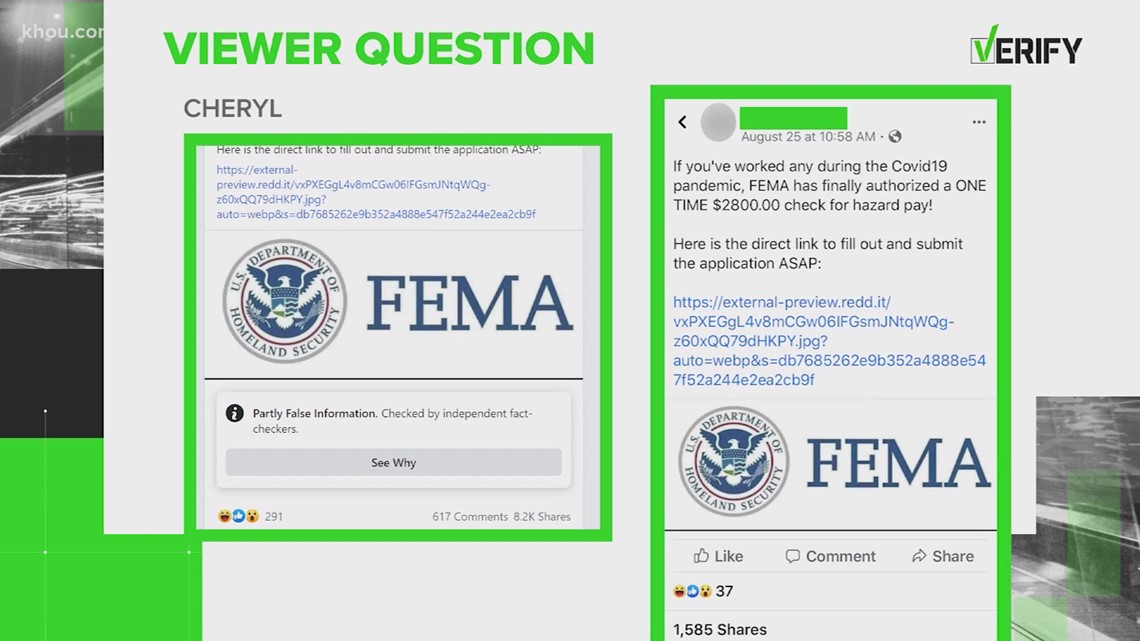 VERIFY: FEMA hazard pay checks | khou.com