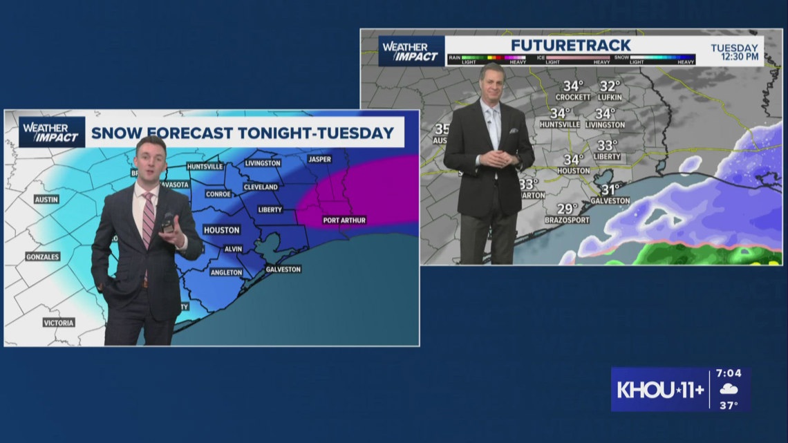 KHOU 11 Team Weather Coverage: Winter storm warning in effect through 6 p.m. Tuesday | khou.com