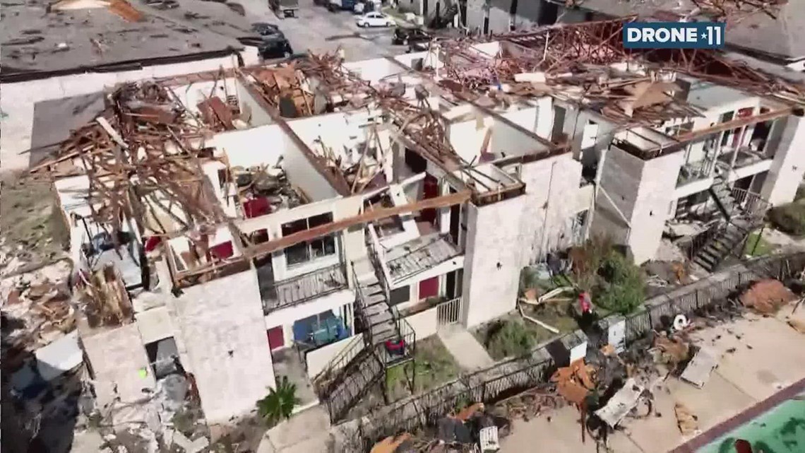Drone video: EF3 tornado caused heavy damage in southeast Houston | khou.com