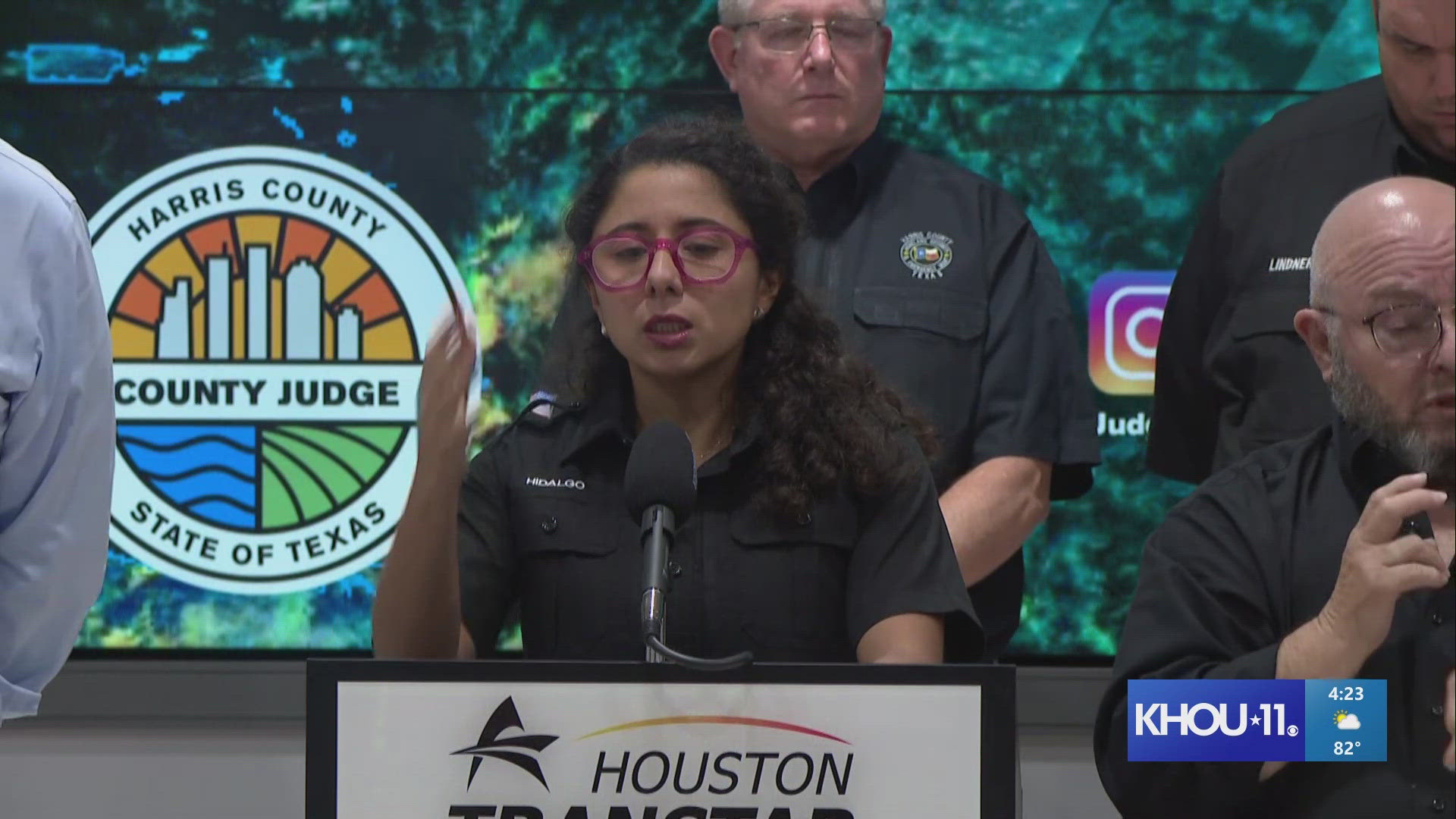 Judge Lina Hidalgo gives an update on recovery efforts in Harris County in the wake of Beryl ...