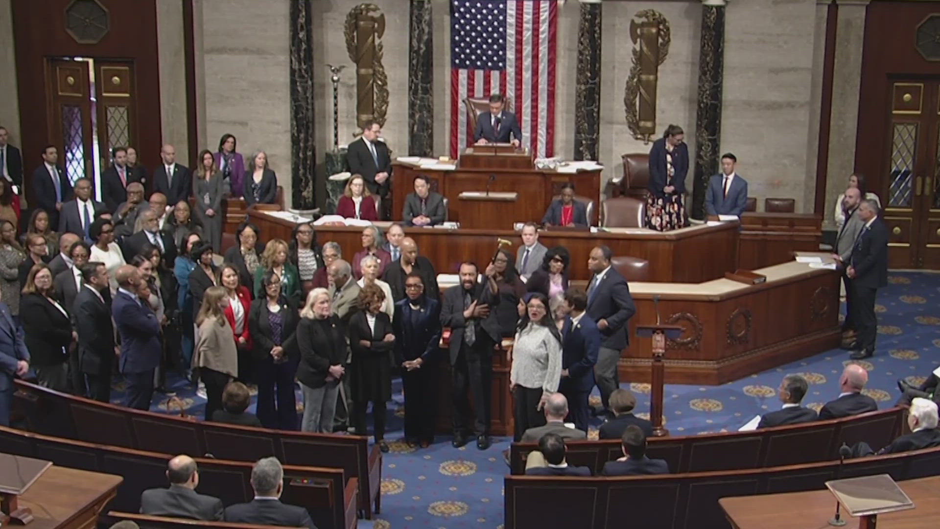 House censures Rep. Al Green for heckling Trump, Democrats sing | khou.com