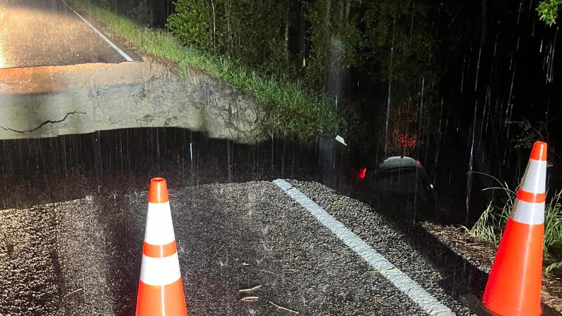 Rain causes 25-foot drop on FM 2989 in Walker County | khou.com
