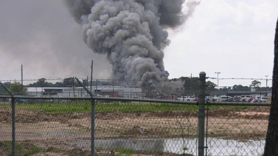 Fire burns at recycling plant in northeast Harris County | khou.com