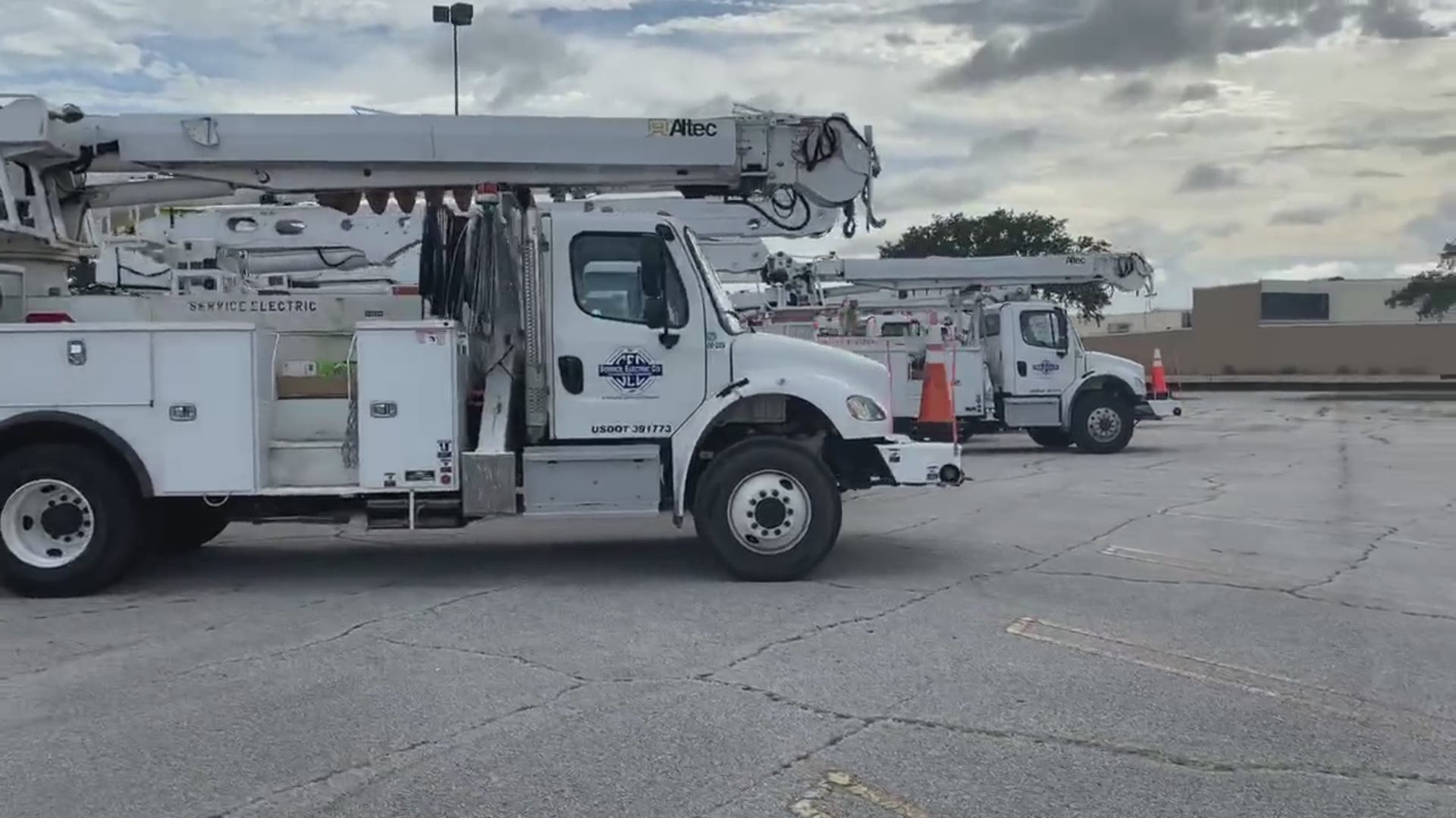 Power trucks staging at San Jac Mall | khou.com